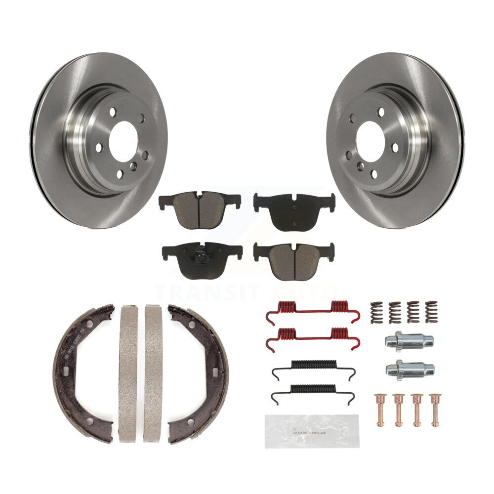 CMX Rear Disc Rotors Ceramic Pads Parking Brake Shoes and Hardware Kit ...