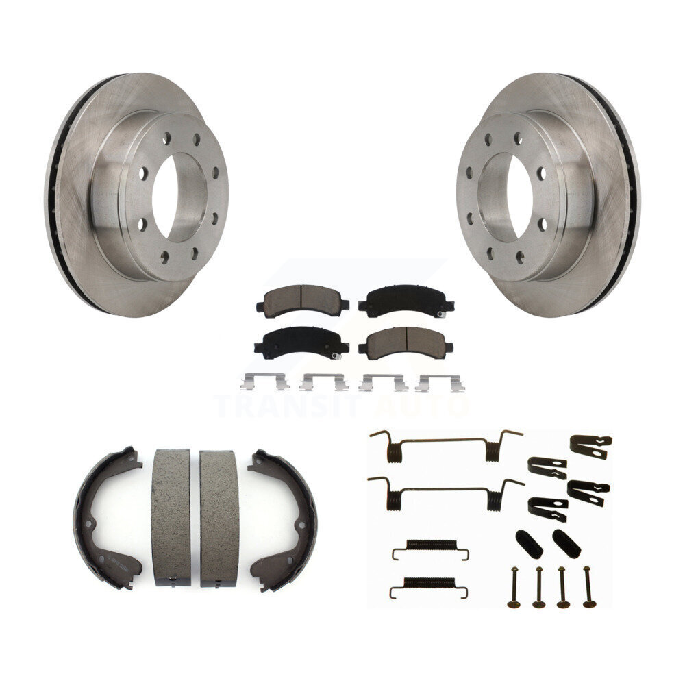 CMX Rear Disc Rotors Ceramic Pads Parking Brake Shoes and Hardware Kit ...