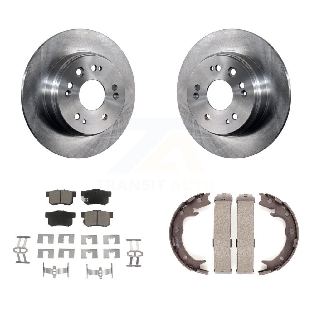 CMX Rear Disc Rotors Ceramic Pads and Parking Brake Shoes Kit for Car ...