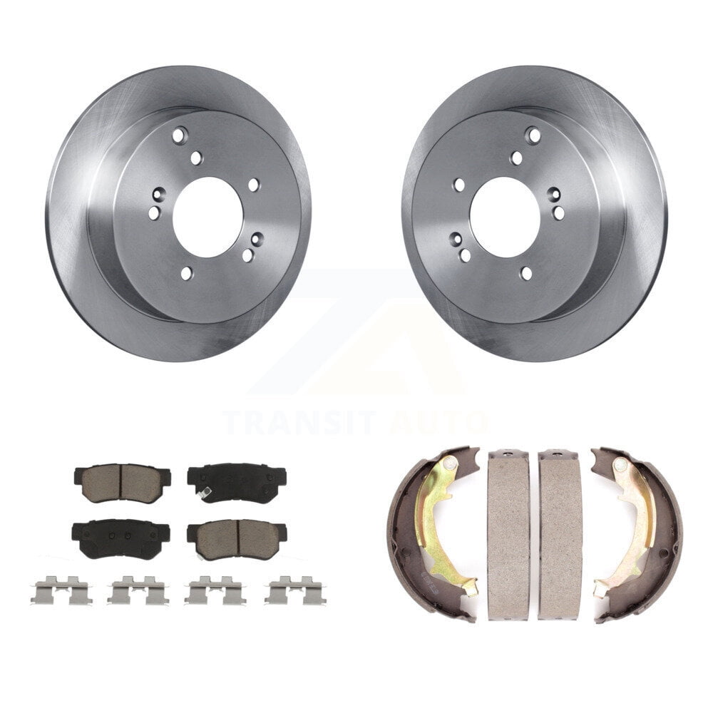 CMX Rear Disc Rotors Ceramic Pads and Parking Brake Shoes Kit for Car ...