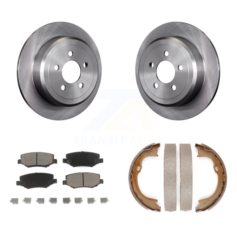 CMX Rear Disc Rotors Ceramic Pads and Parking Brake Shoes Kit for Car ...