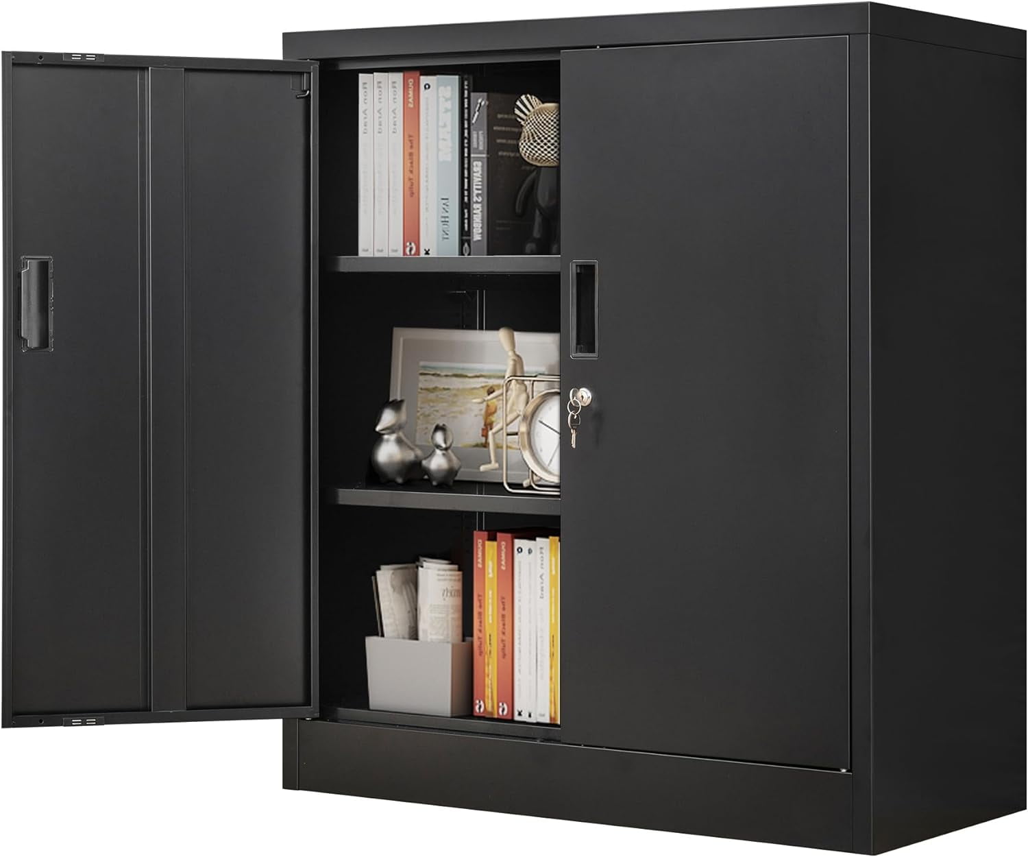 CMY Metal Storage Cabinet, 36" H Locking Storage Cabinet with ...