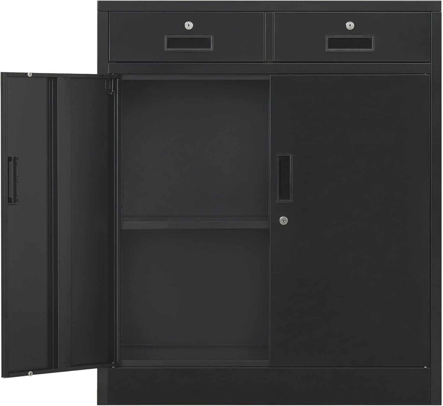CMY Metal Storage Cabinet, Locking Storage Cabinet with Two Drawers, 36 ...