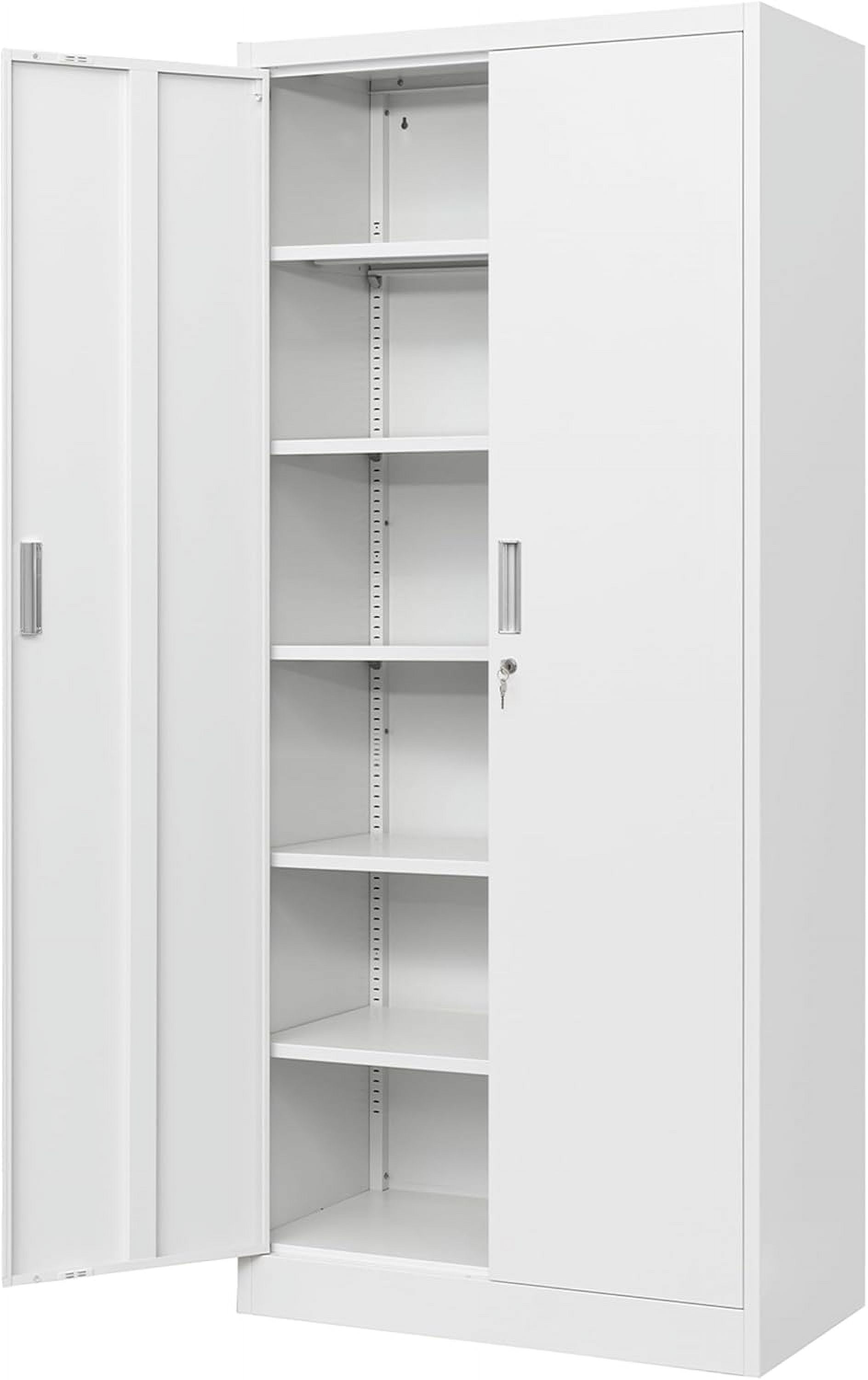 CMY Metal Storage Cabinet with Locking Doors and 5 Adjustable Shelves ...