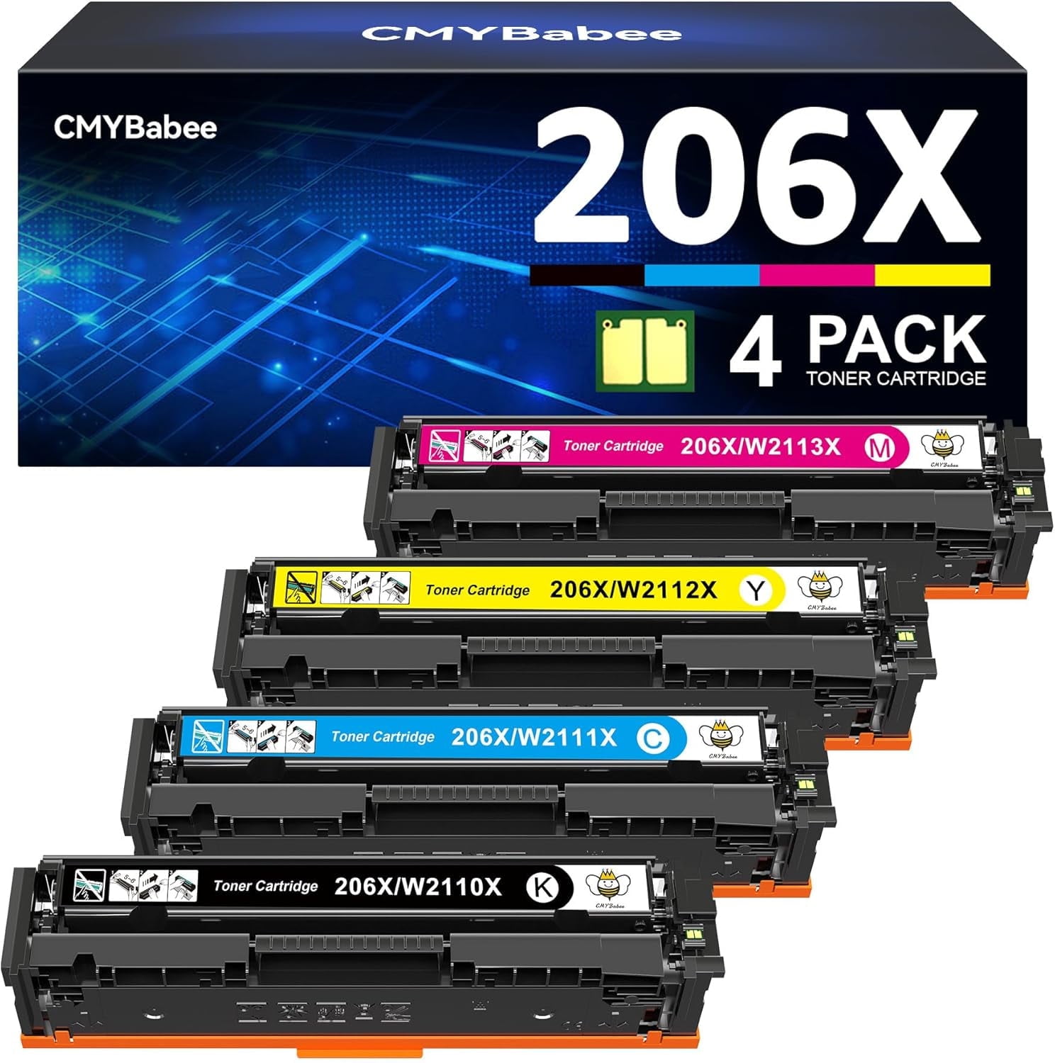 CMYBabee Compatible Toner Cartridge Compatible for HP 206X 206A for Color Laserjet Pro MFP ...