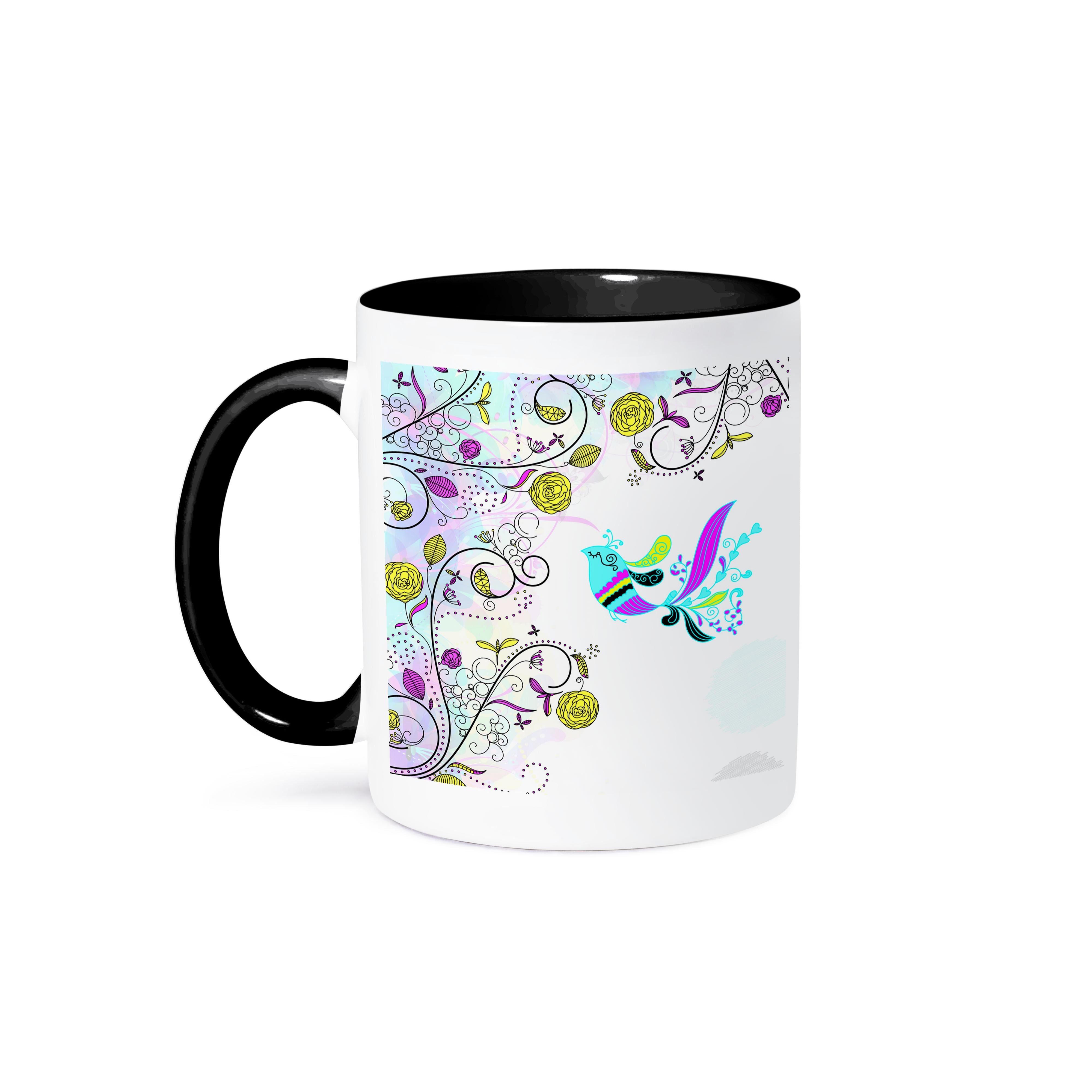 3dRose, CMYK Color Scheme Modern Floral Flowers and Ornate Whimsical ...