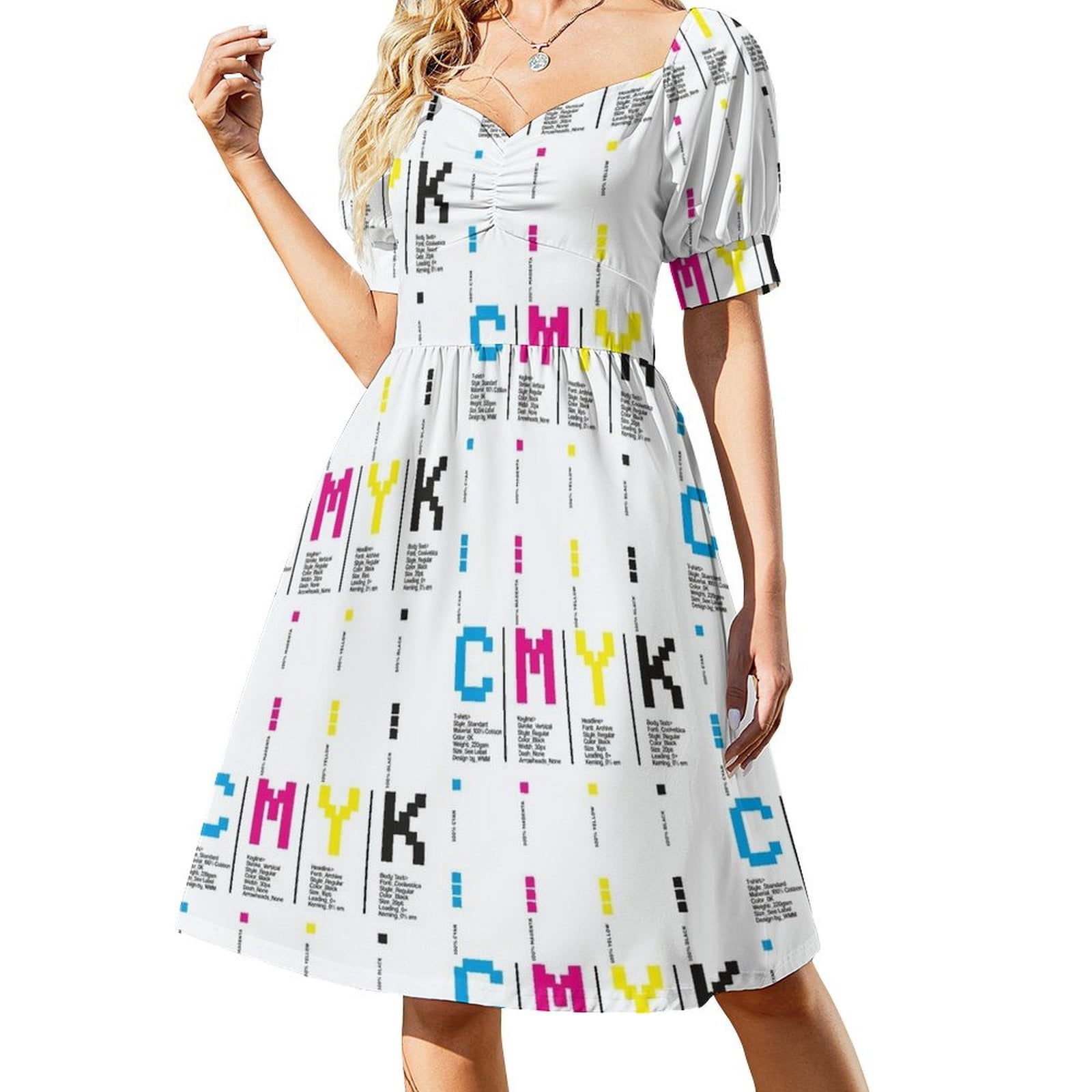 CMYK Color Typography Typeface Prepress Graphic Design Sleeveless Dress ...