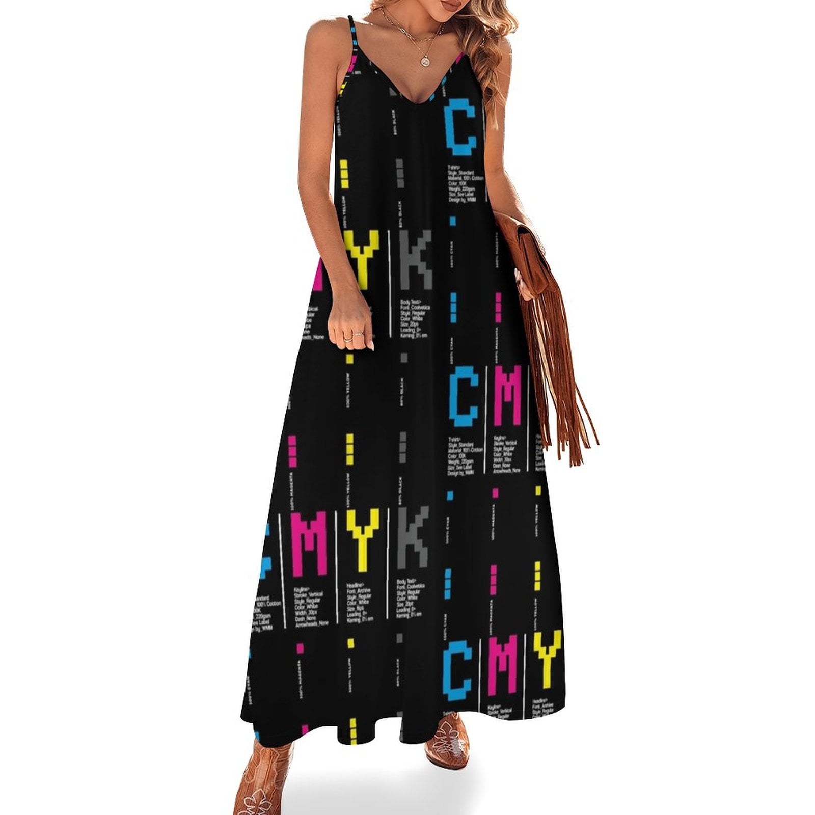 CMYK Color Typography Typeface Prepress Graphic Design Sleeveless Dress ...