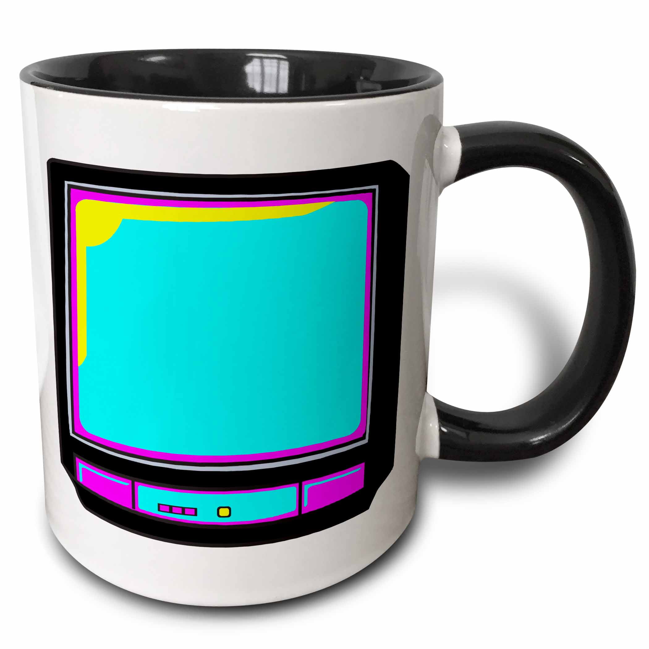 CMYK Retro Television Tv Set Vector Cartoon 15oz Two-Tone Black Mug mug ...