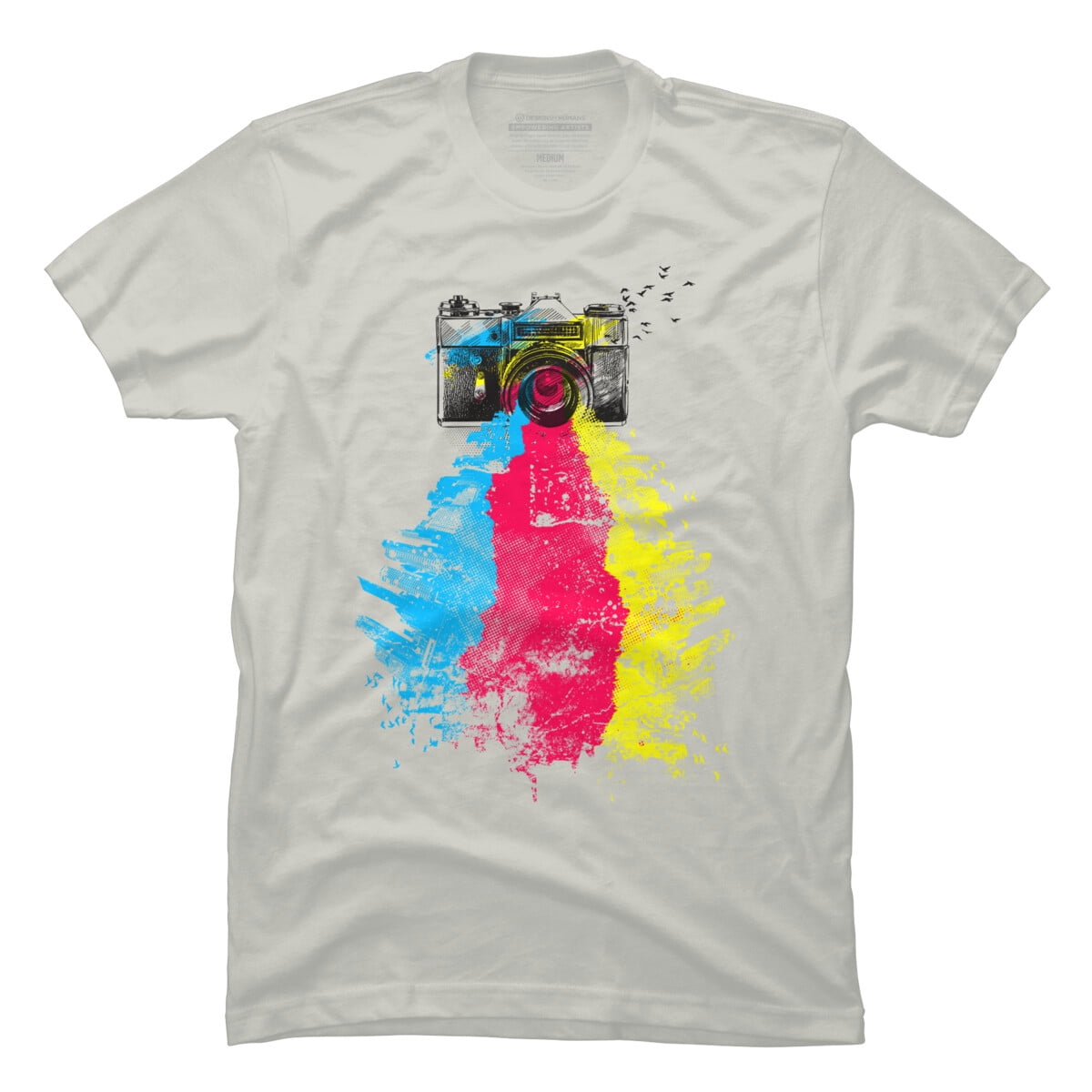 CMYK Shoots Mens Silver Cream Graphic Tee - Design By Humans S ...