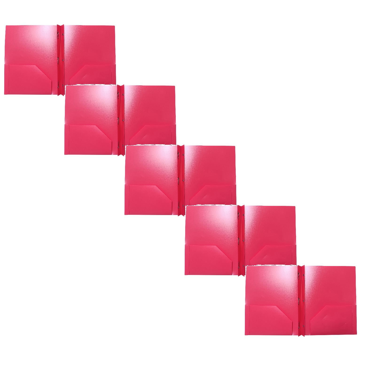 CMYYNNA5 Pcs Plastic Folders with Pockets and Prongs 2 Heavy Duty ...