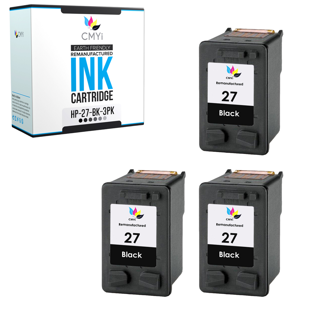 CMYi 27 Black 3-Pack Ink Cartridge Compatible for HP 27 - DeskJet 3450 ...