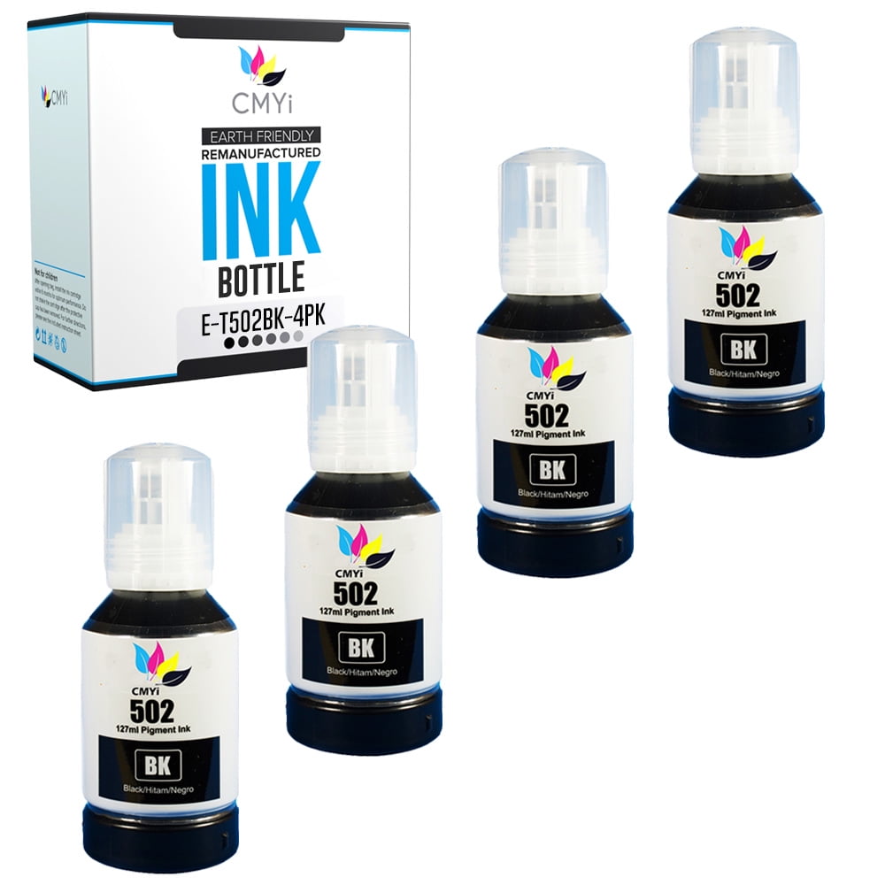 CMYi 502 Black 4-Pack Ink Bottles compatible for Epson 502 - EcoTank ET ...