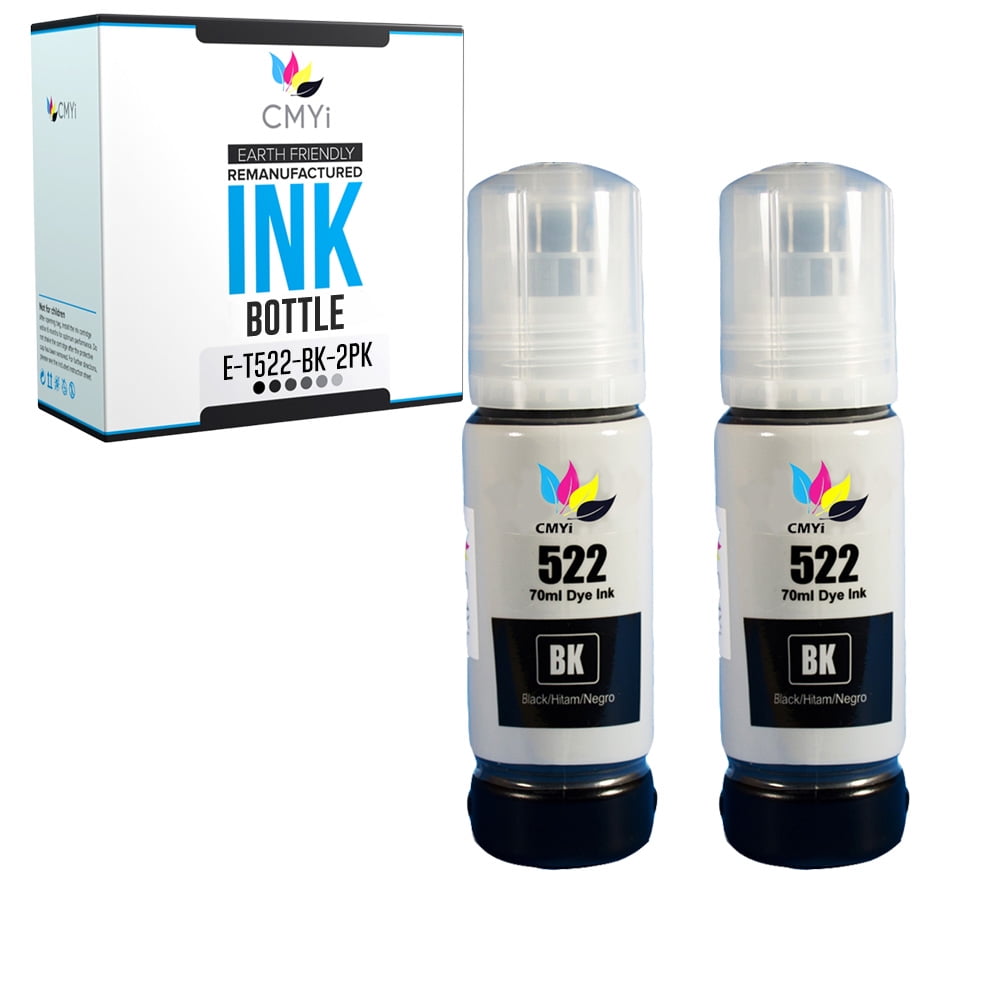 CMYi 522 Black Ink Bottles 2-Pack compatible for Epson 522 - EcoTank ET ...