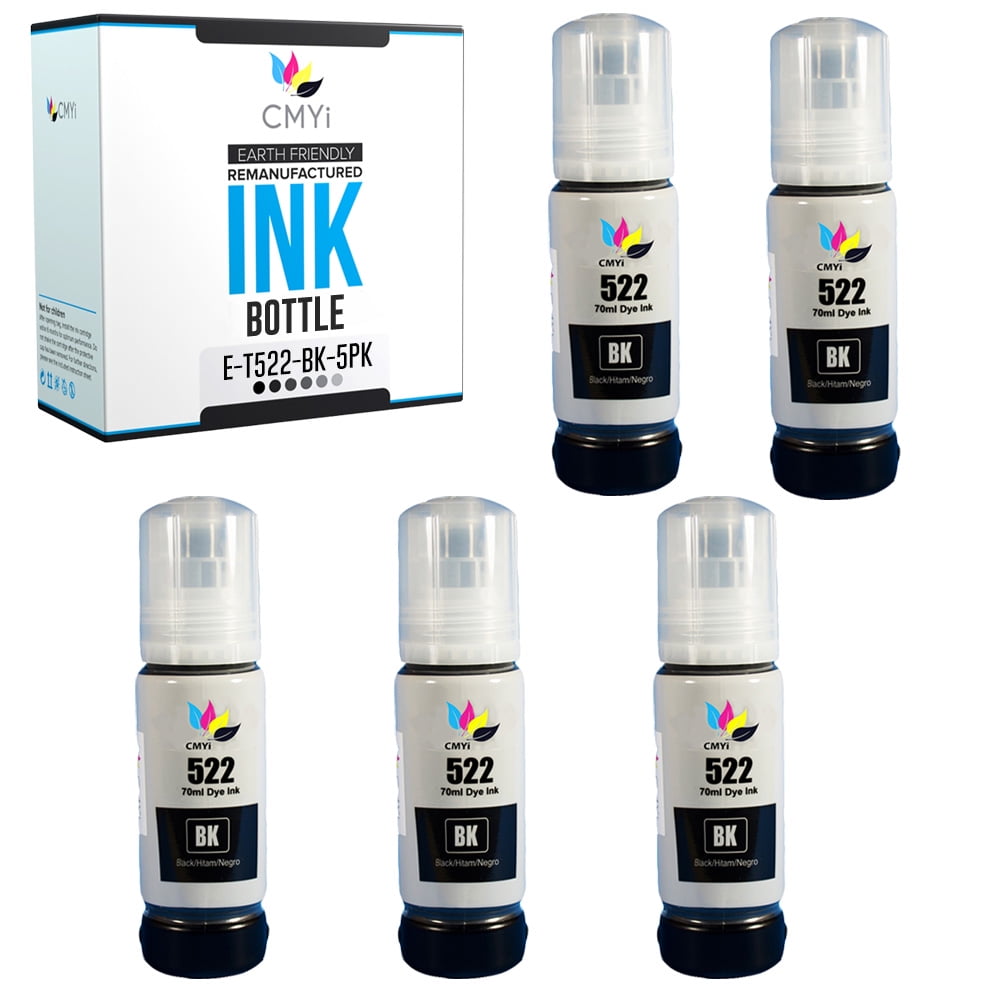 CMYi 522 Ink Bottles 5-Pack compatible for Epson 522 - EcoTank ET-2400 ...