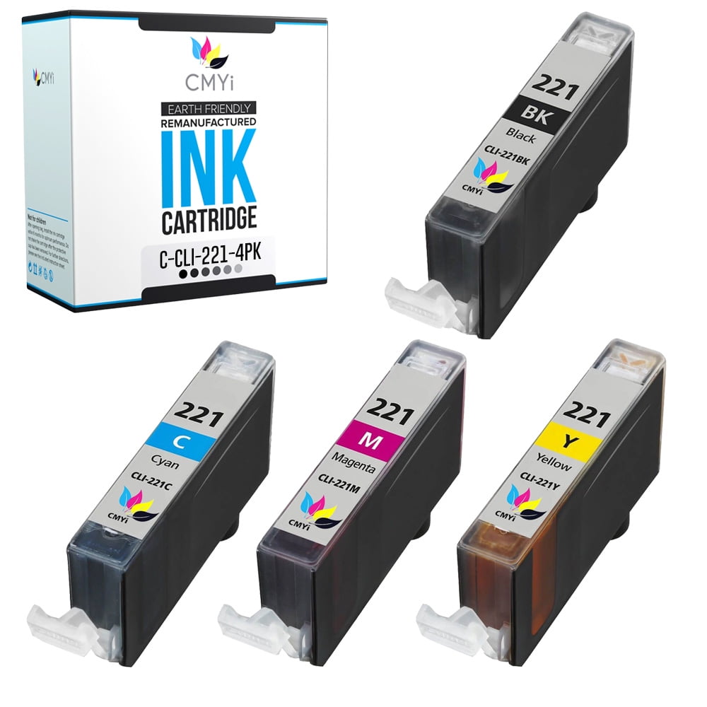 CMYi CLI-221 Combo Pack of 4 Ink Cartridges compatible for Canon CLI ...
