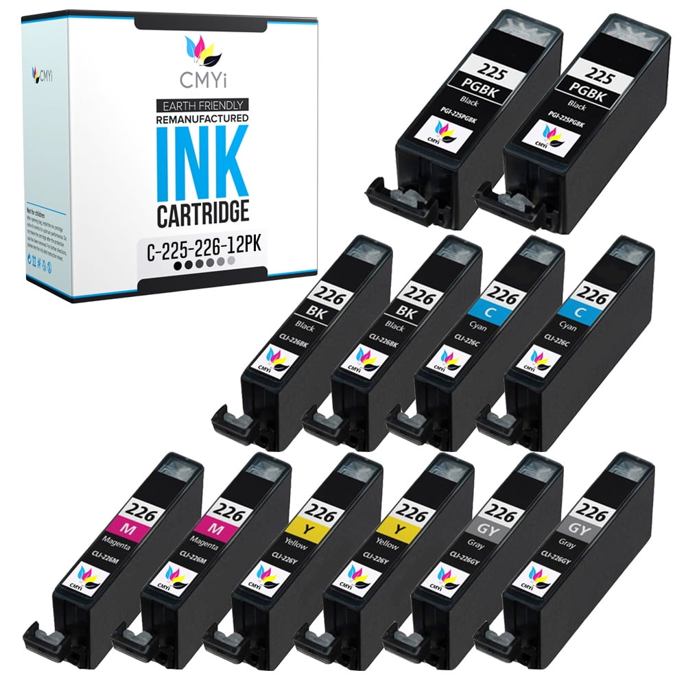 CMYi PGI-225 CLI-226 Combo Pack of 12 Ink Cartridges compatible for ...