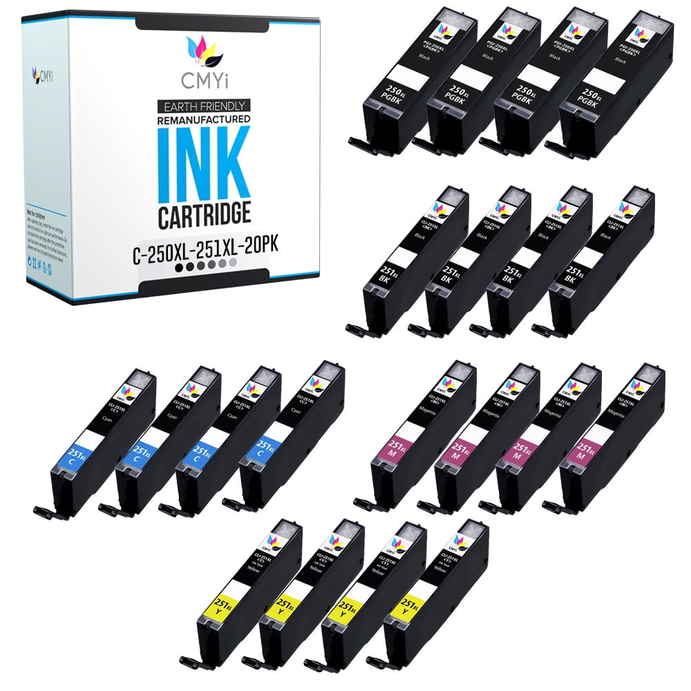 CMYi PGI-250XL CLI-251XL Combo Pack of 20 Ink Cartridges compatible for ...