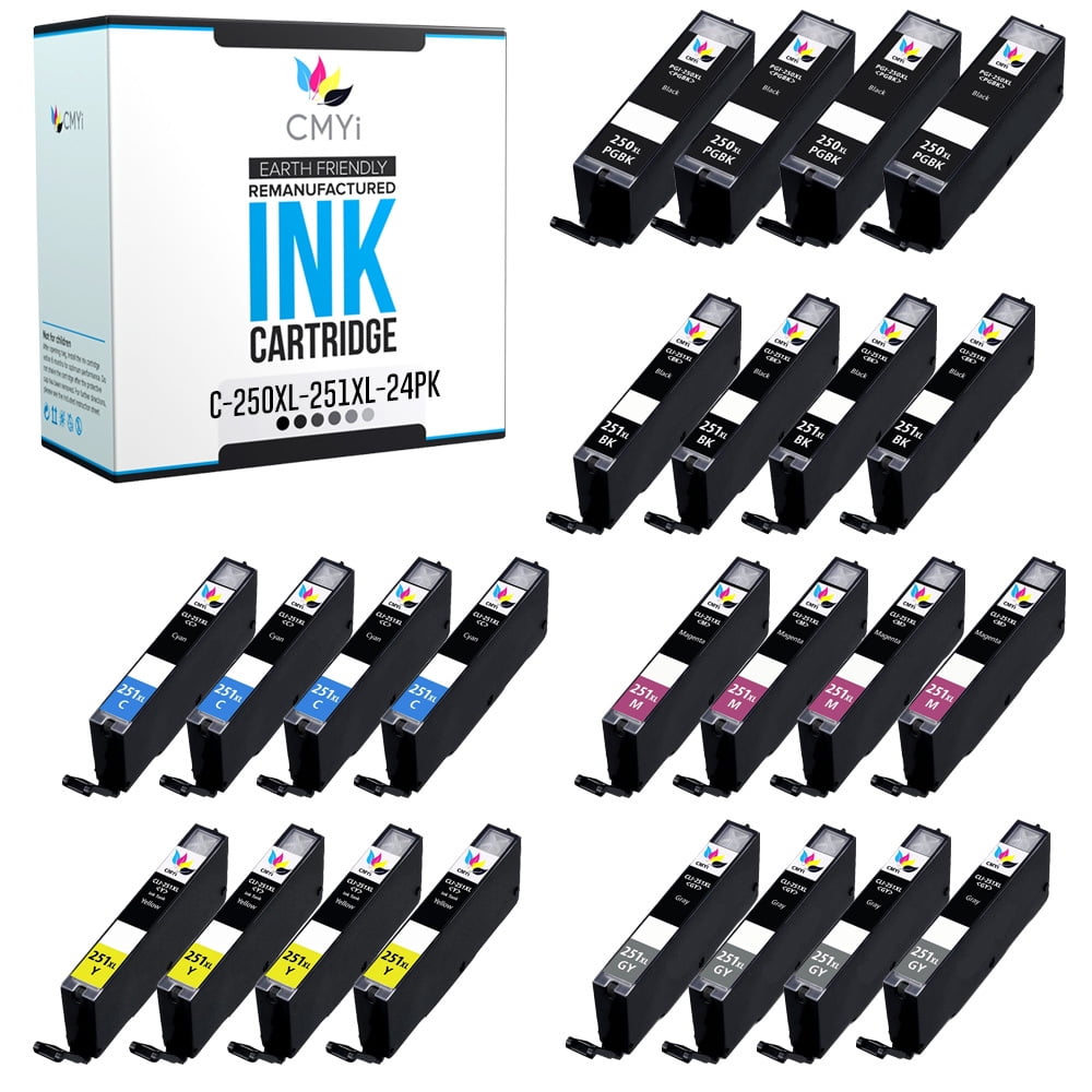 CMYi PGI-250XL CLI-251XL Combo Pack of 24 Ink Cartridges compatible for ...