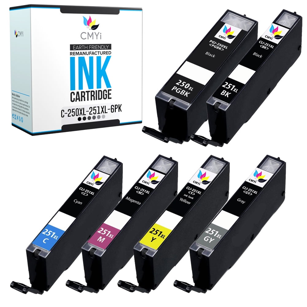 CMYi PGI-250XL CLI-251XL Combo Pack of 6 Inkjet Printer Ink Cartridges ...