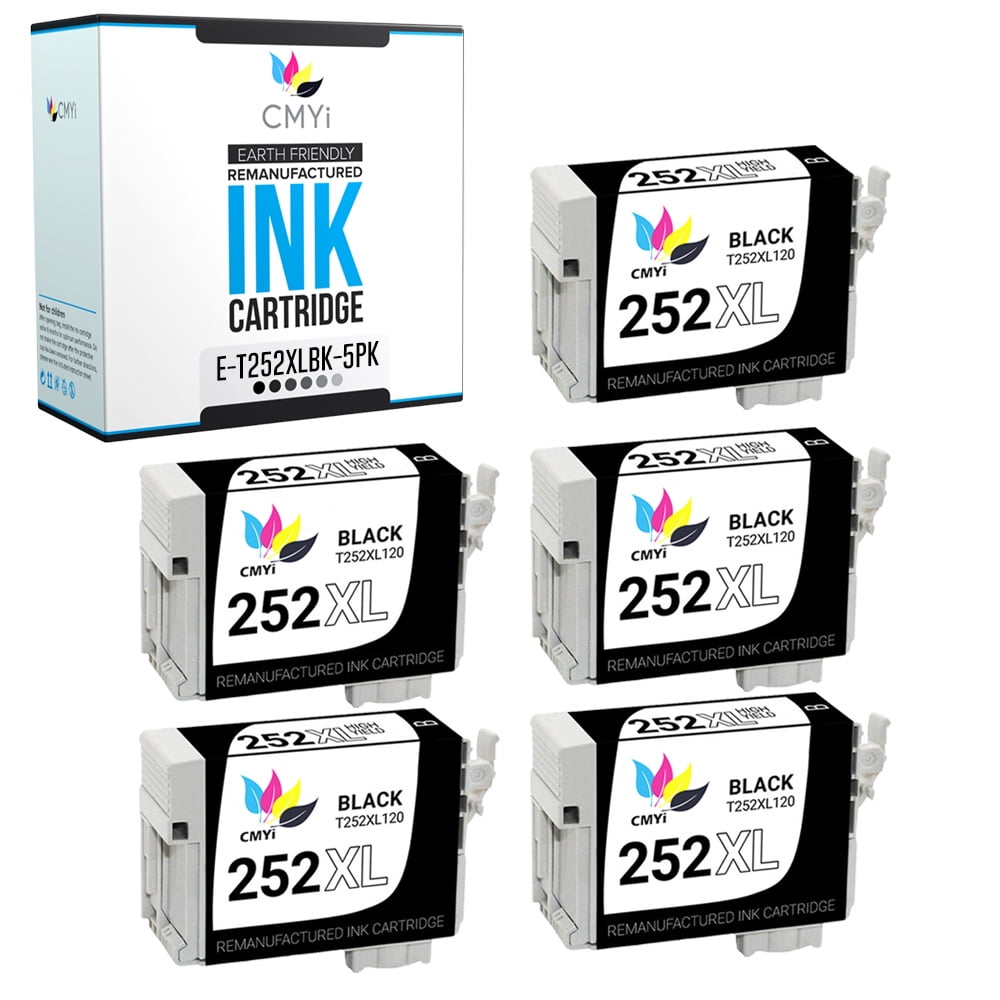 CMYi 252XL Black 5-Pack Ink Cartridges compatible for Epson 252XL ...