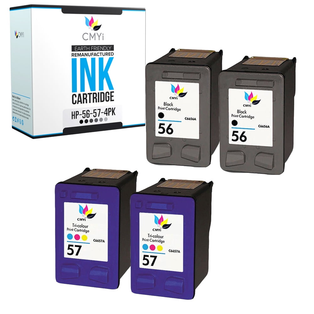 CMYi 56 and 57 Combo Pack of 4 Ink Cartridges compatible for HP 56 57 ...