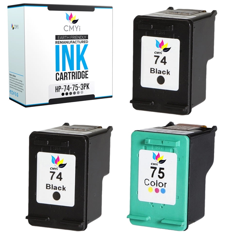 CMYi Ink Cartridges for HP 74 75 Black and Color 3 Pack for Inkjet ...