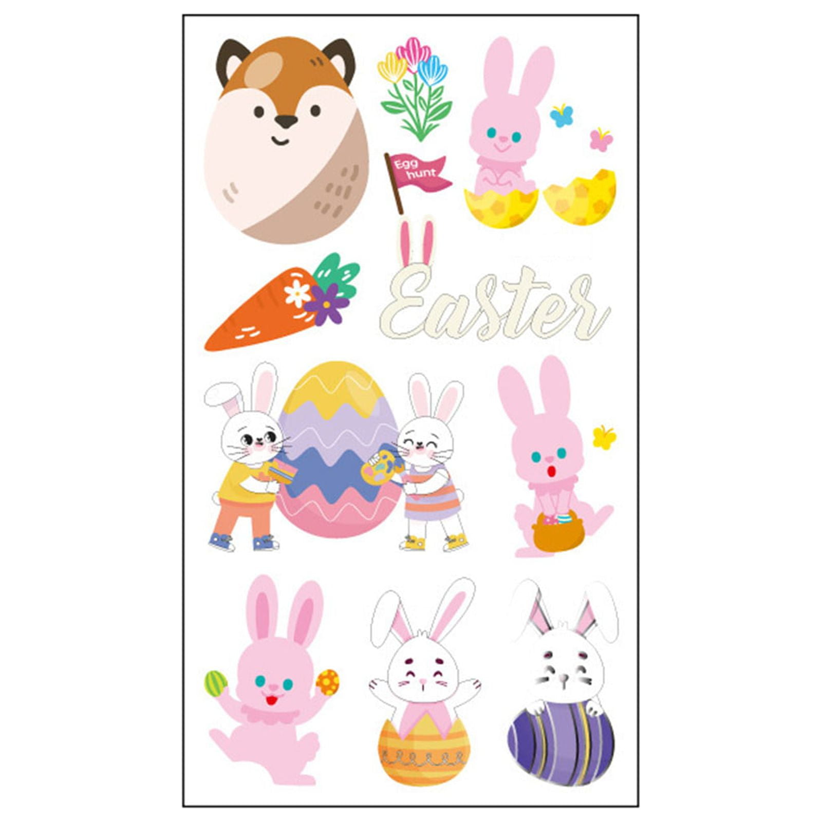 CMrtew 1 Sheet Easter Sticker Body Temporary Art Painting Easter Eggs ...