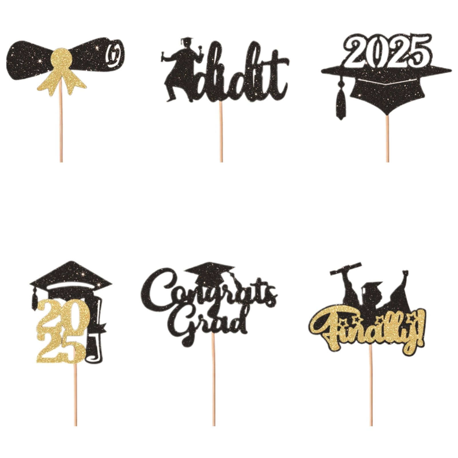 CMrtew ‌2025 Graduation Cupcake Toppers 12 Pack Glittering Diploma Cake ...