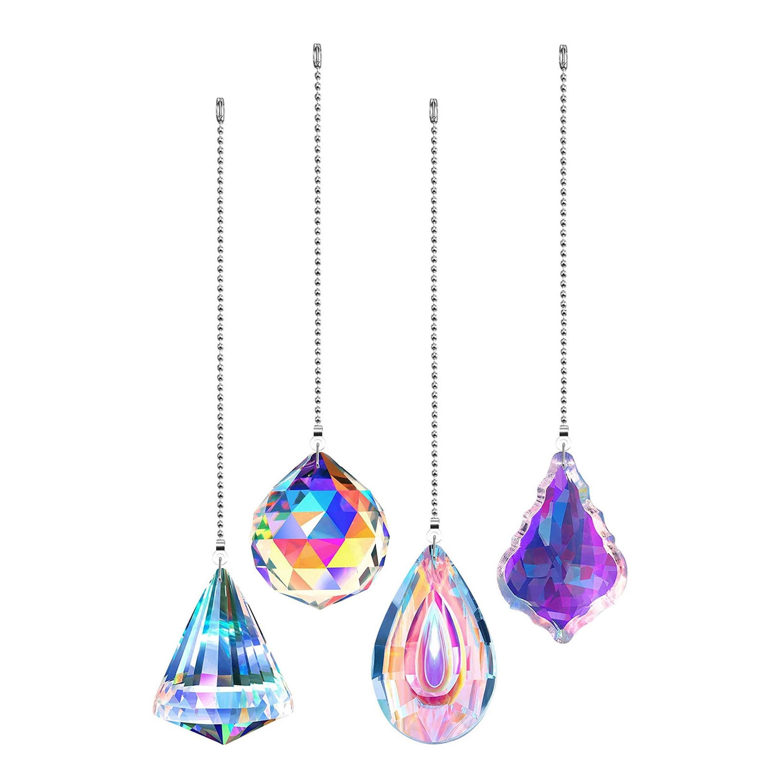 CMrtew 4 Pieces Crystal Ceiling Fan Pull Chain Rainbow Pull Chain ...