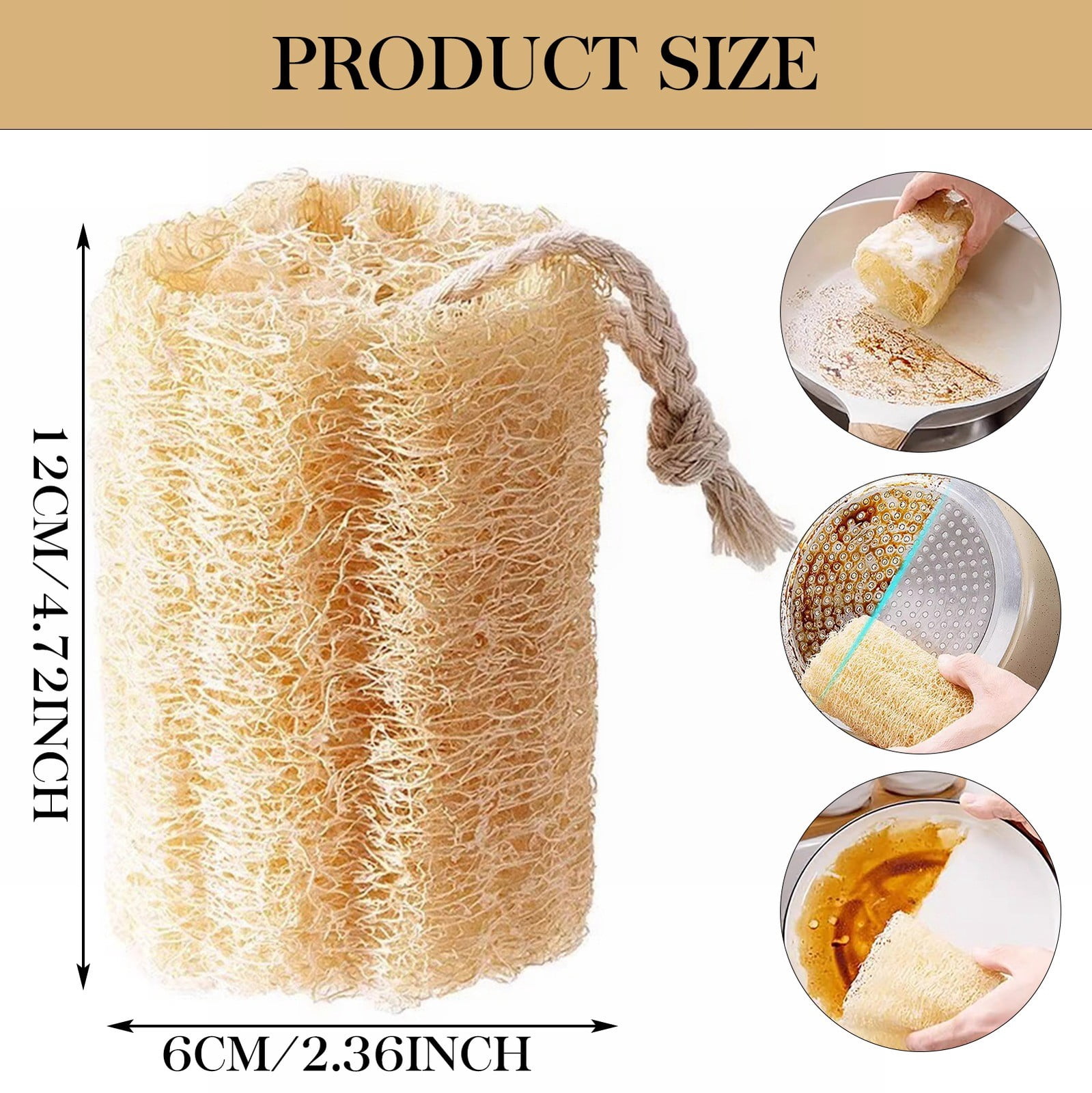CMrtew 5 Pack 4.72”Natural Loofah Sponge Small Size Natural Organic ...