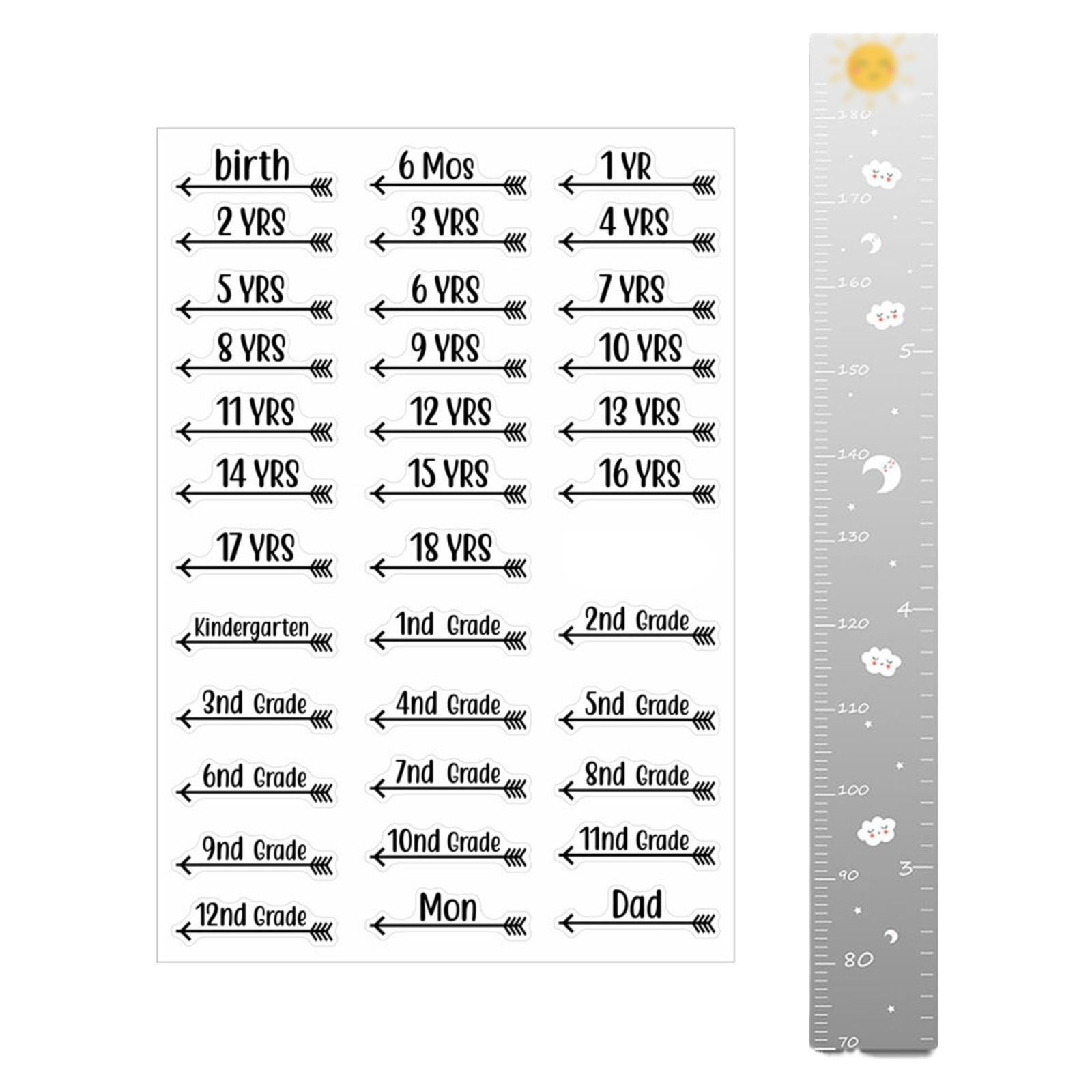 CMrtew Acrylic Mirror Height Sticker Self-Adhesive Height Measuring ...