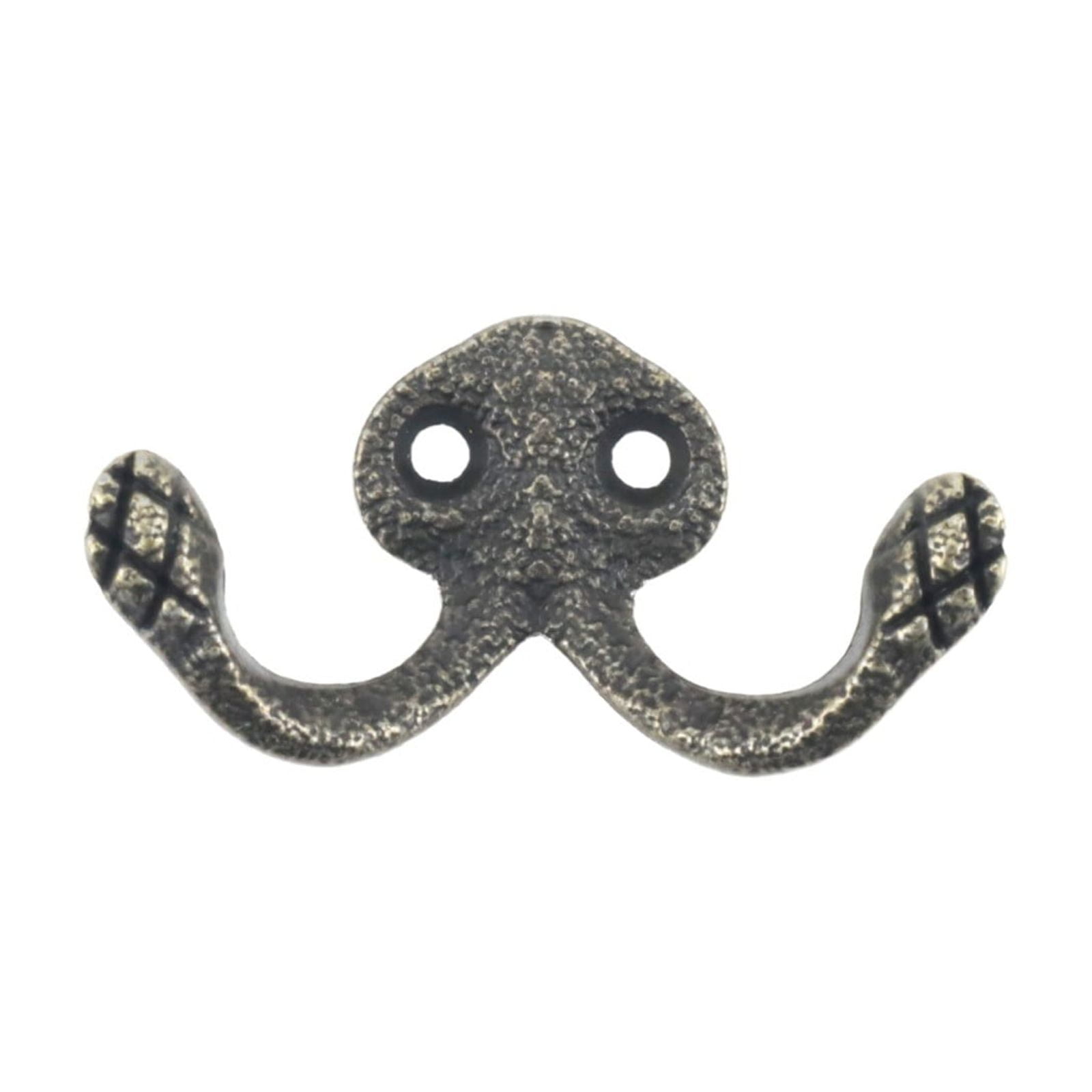 CMrtew ‌Antique Brass Wall Hooks Set Heavy-Duty Double Prong Coat Rack ...