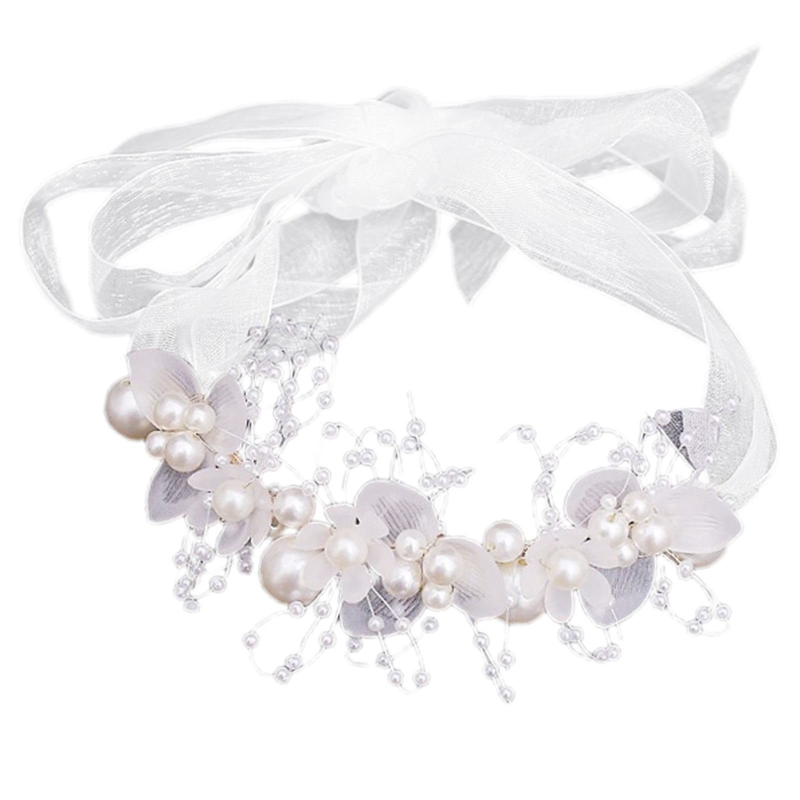 CMrtew Bridal Wrist Corsage Elegant Pearl & Flower Bracelet for Bride ...