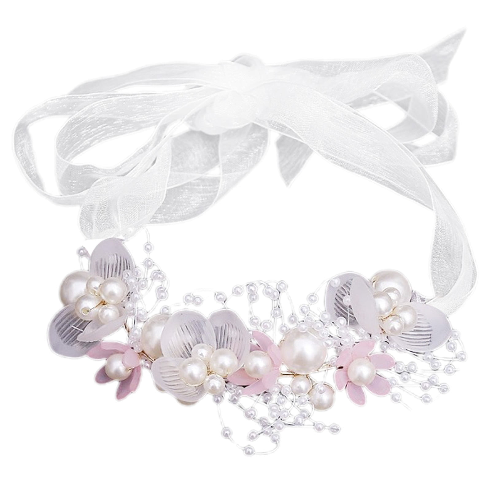CMrtew Bridal Wrist Corsage Elegant Pearl & Flower Bracelet for Bride ...