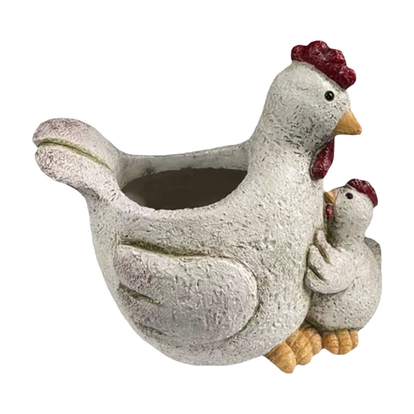 CMrtew Chicken Succulent Planters Hen with Chick Statues Flower Pot ...