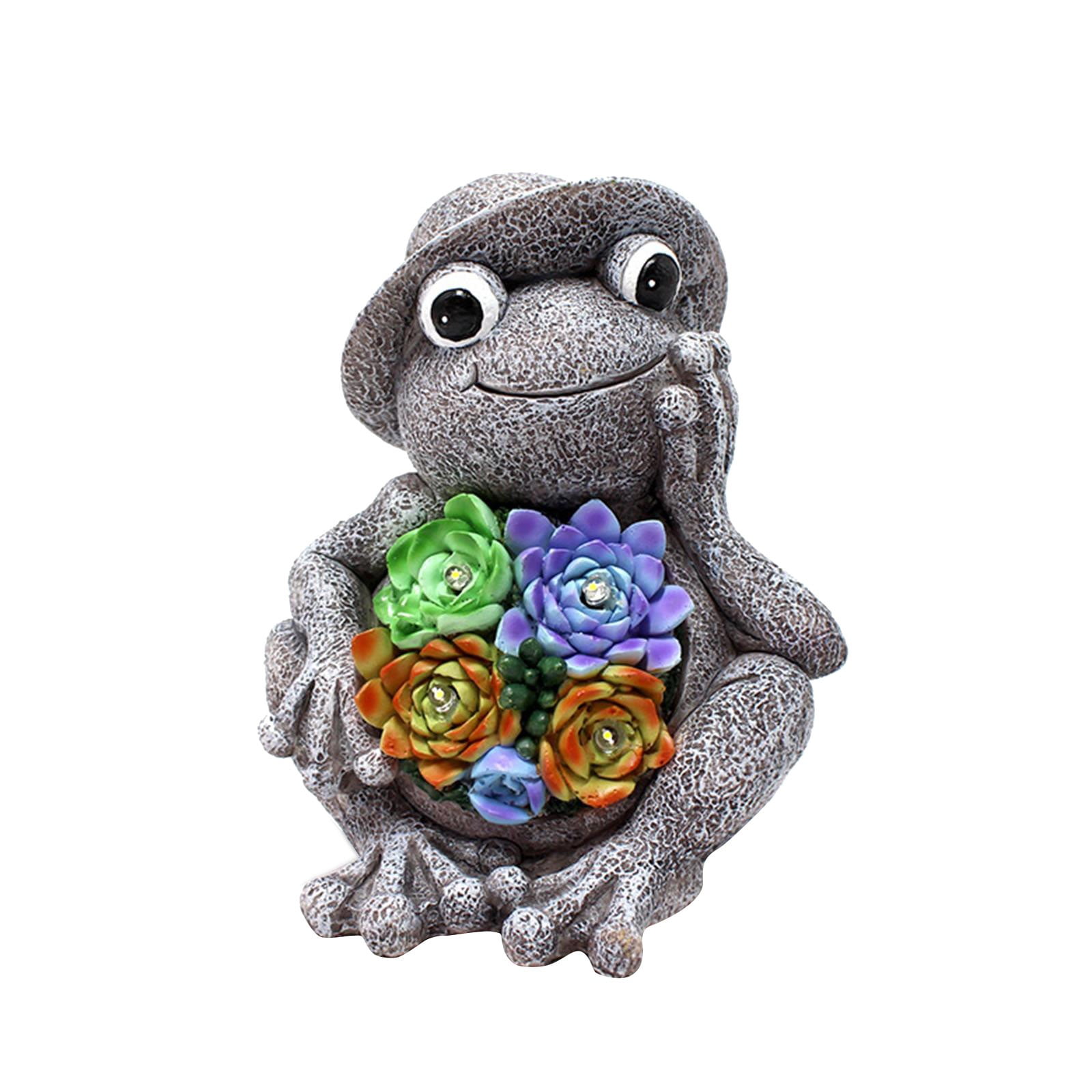 CMrtew Collections Frog Garden Statues with Solar Outdoor Light for ...