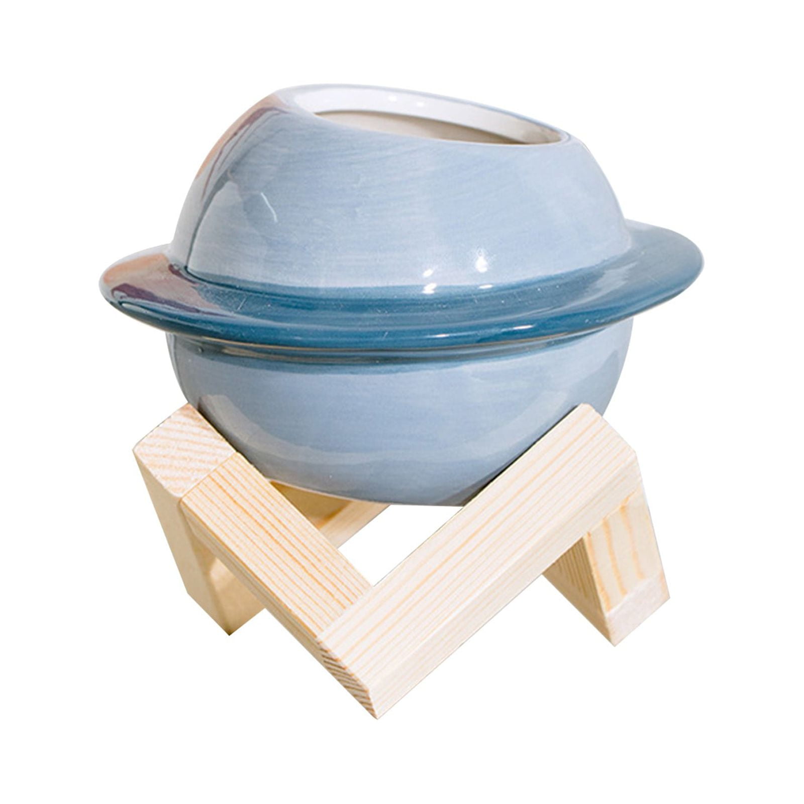 CMrtew Colorful Planet Pot with Stand, Spherical Flower Pot Airship ...