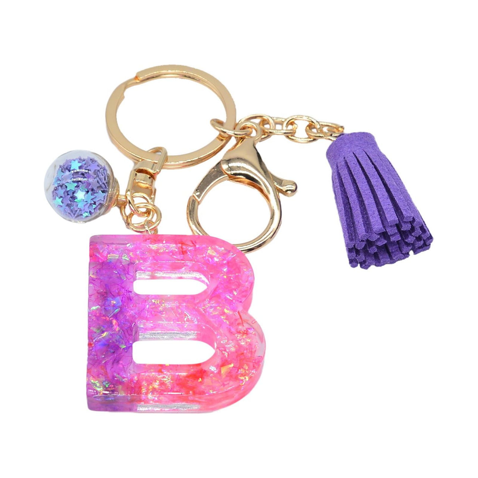 CMrtew Colourful Cute Initial Letter Keychains Resin Glittering Letter ...