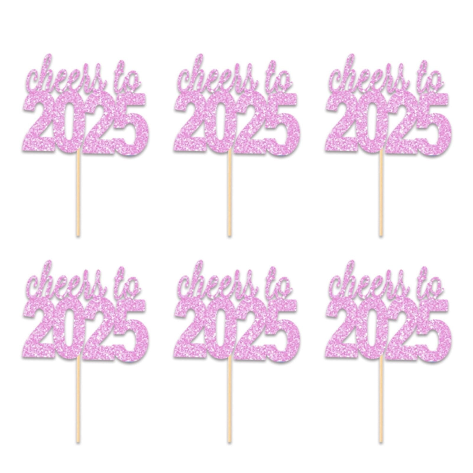 CMrtew Cupcake Toppers Glitter Cheers to 25 Years Wedding Twenty Five ...