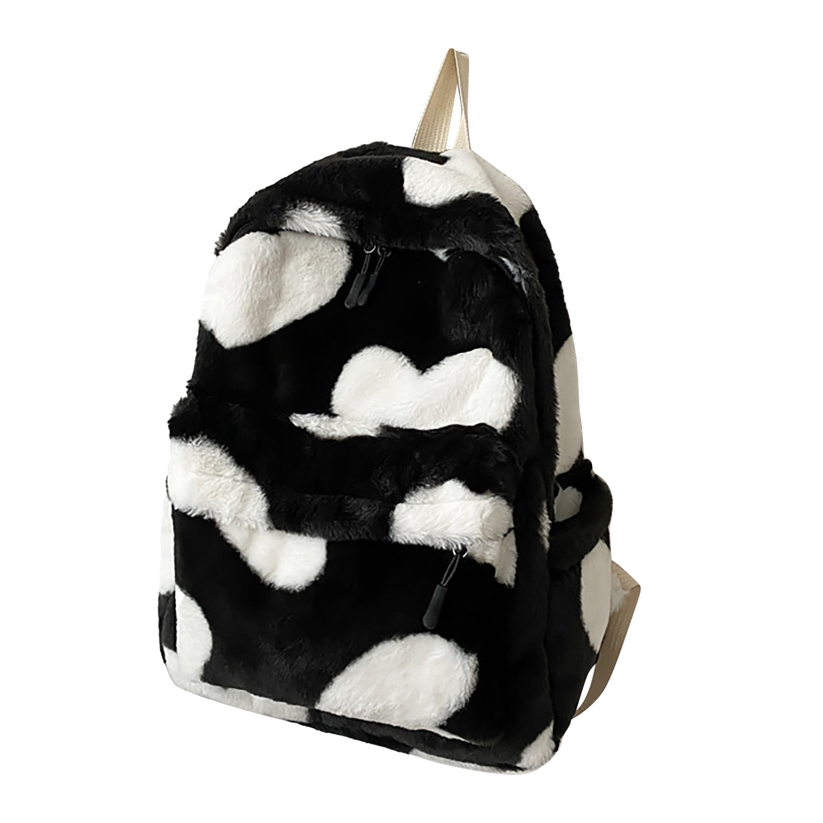 CMrtew Cute Fuzzy Backpac,Women's Korean Version Plush Love Shaped ...