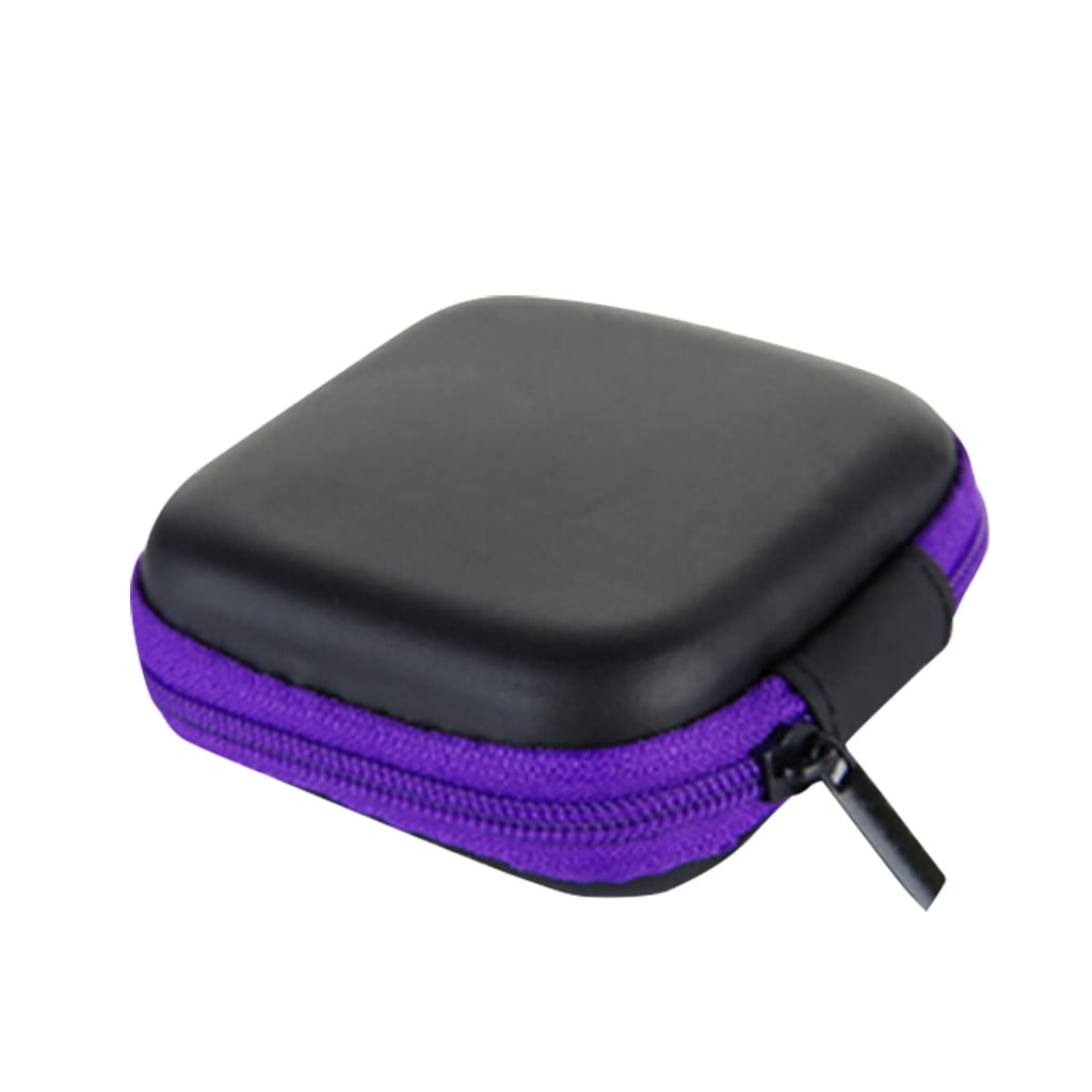 CMrtew Earbud Carrying Case Small PU Leather Hard Portable Earphone ...