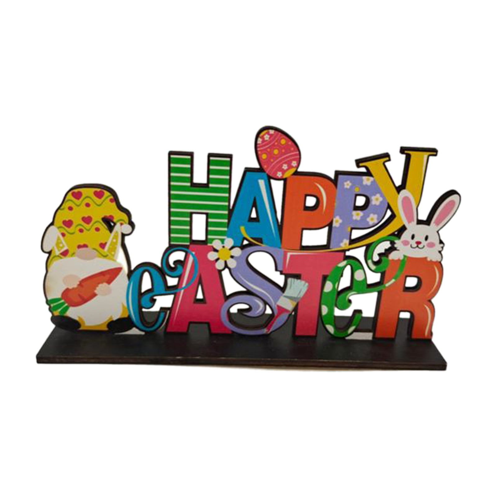 CMrtew Easter Egg Table Wooden Signs Happy Easter Block Decorations ...