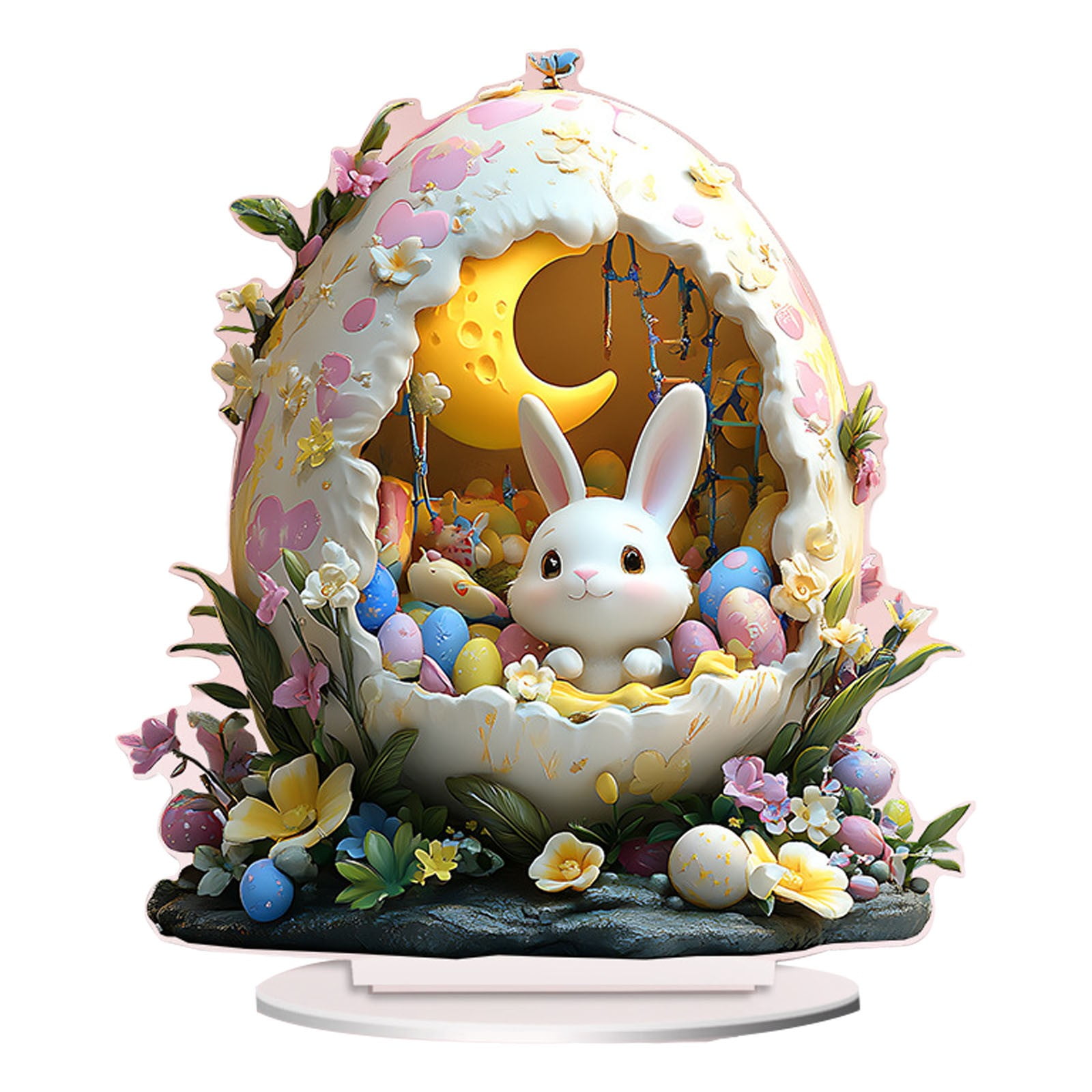 CMrtew Easter Themed 3D Acrylic Rabbit Ornament Creative Desktop ...