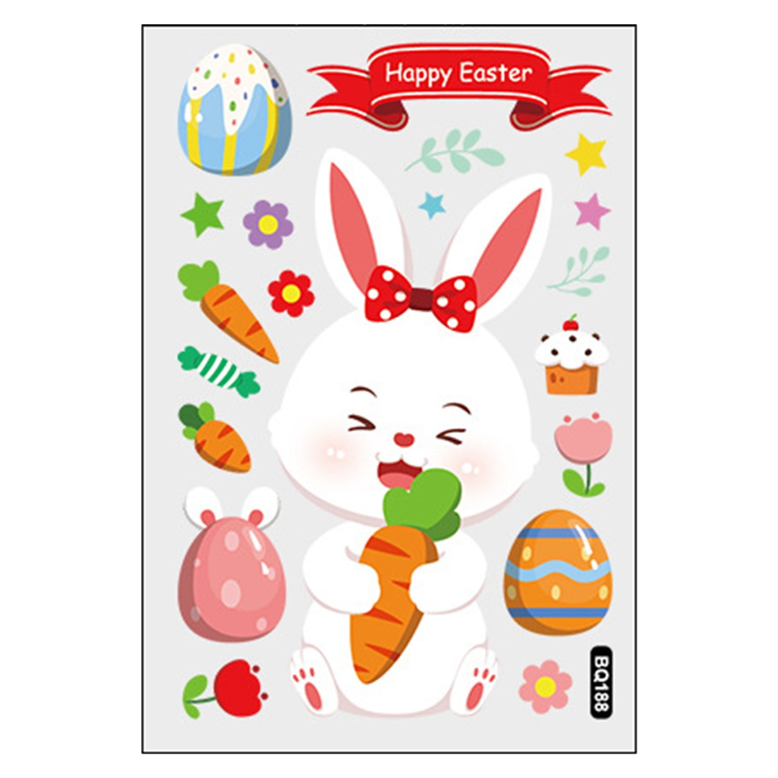 CMrtew Easter Window Clings Cute Bunny Window Stickers Radish Eggs ...
