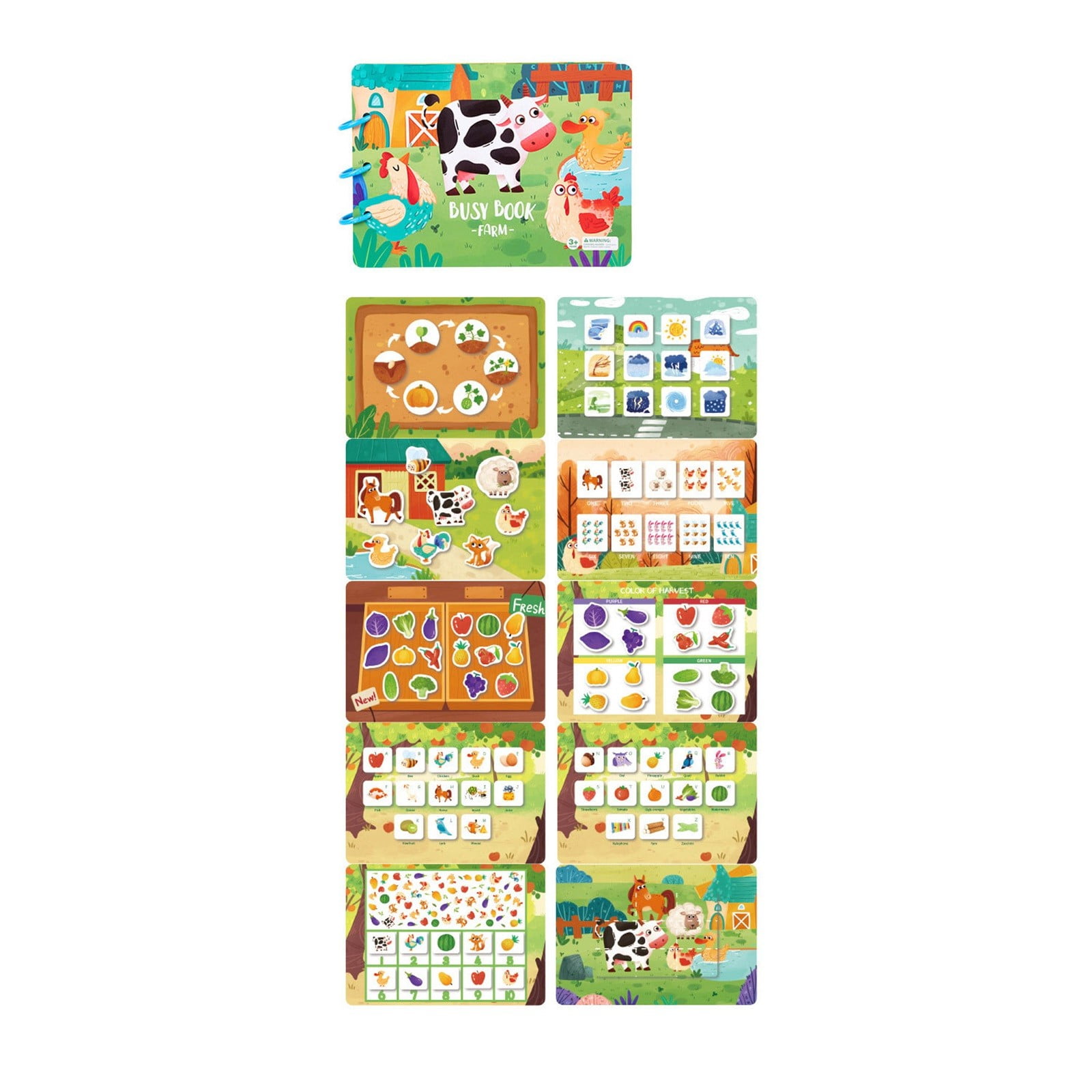 CMrtew ‌Enlightenment Quiet Sticky Book for Toddlers Reusable Early ...