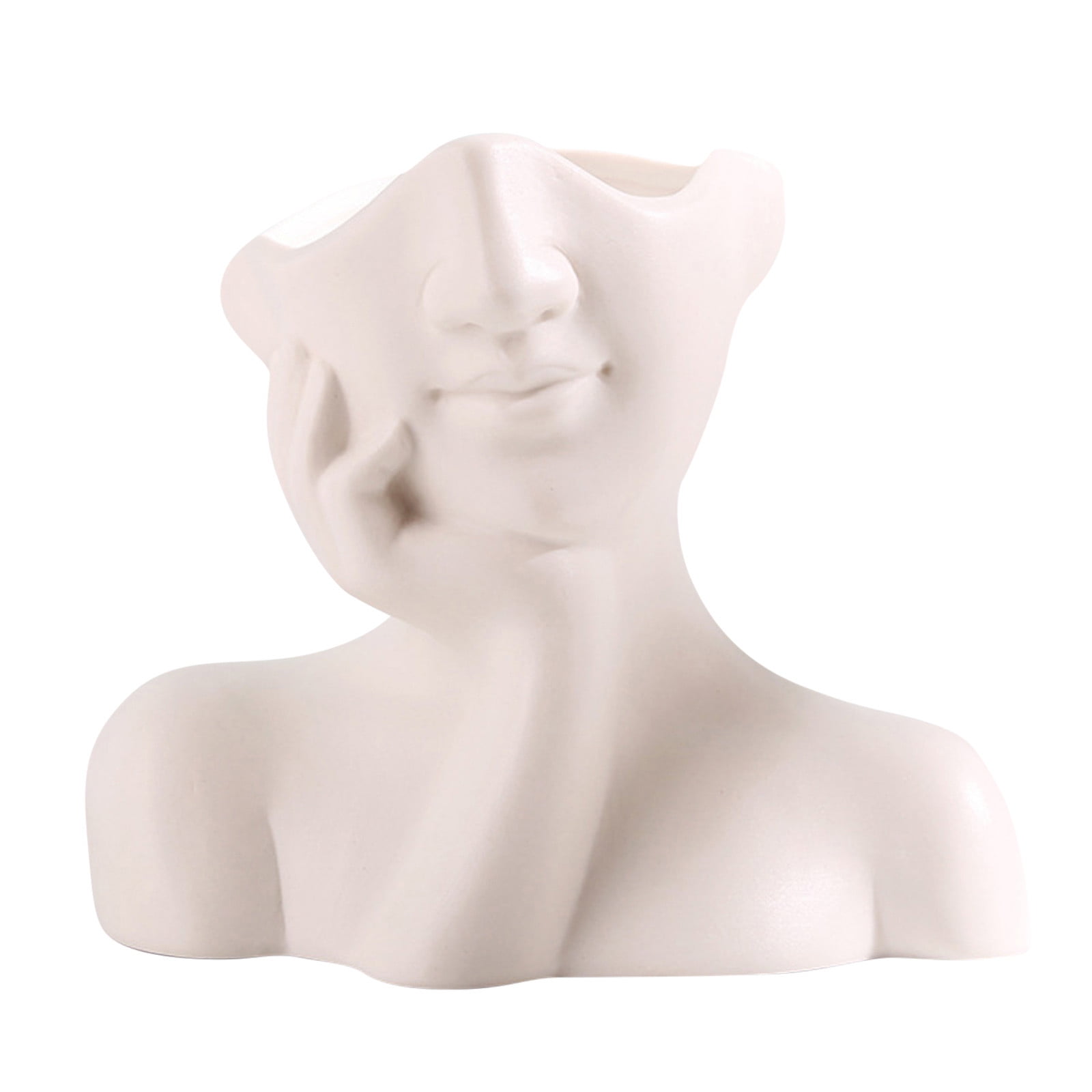 CMrtew Face Vases -White Ceramic Vase,Cute Head Vase White Ceramic Body ...