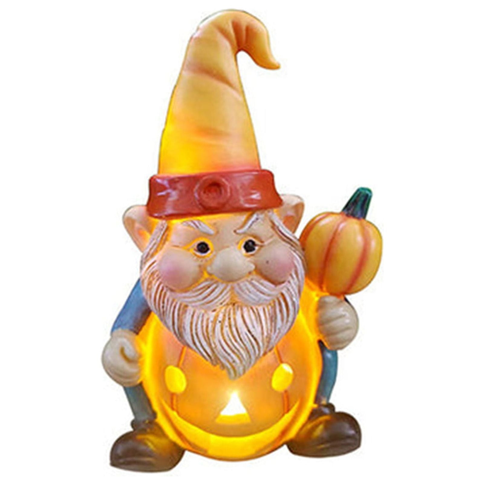 CMrtew Garden Gnome Statue Resin Pumpkin Table Decorations with Light ...