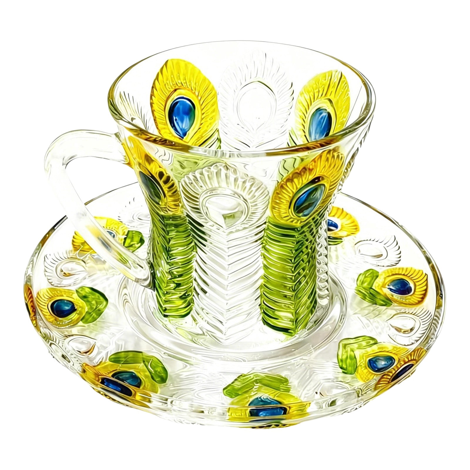 CMrtew Glass Tea Cups and Saucers - Vintage Coffee Mugs -Teacups Set ...