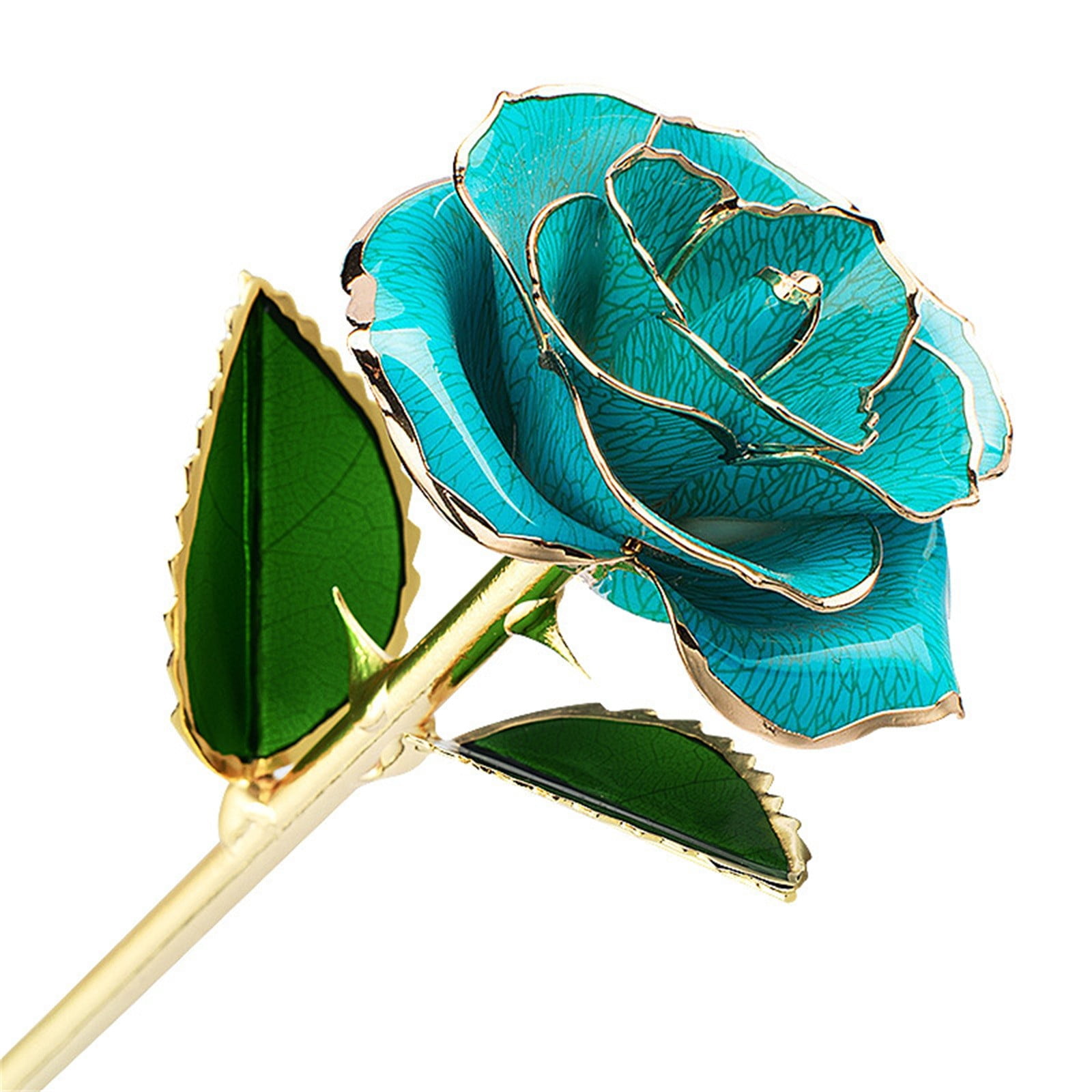 CMrtew Gold Dipped Rose Gold Rose with Transparent Stand Real Long Stem ...